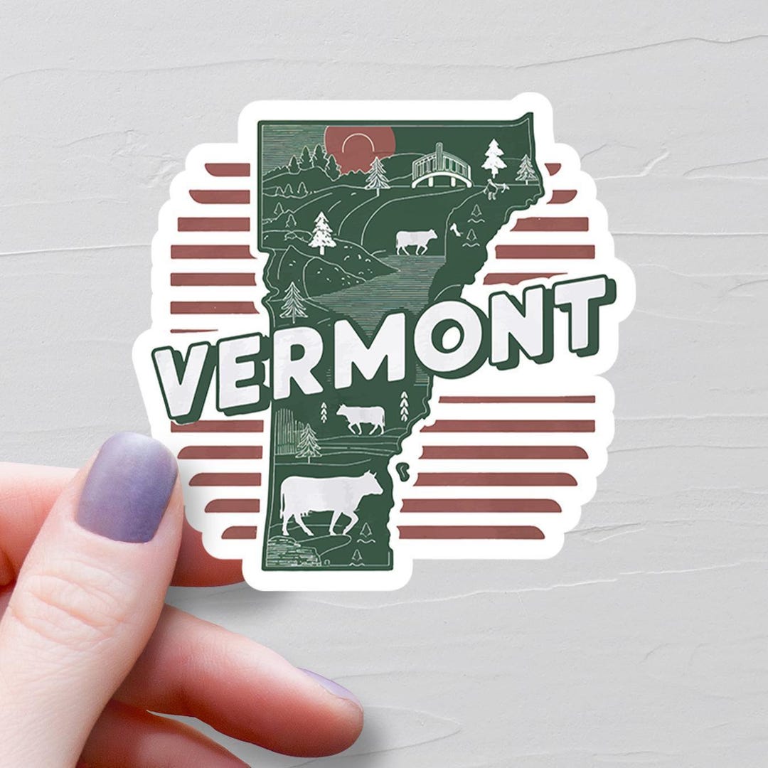 Vermont Sticker, Vinyl Stickers, Travel Stickers, Vermont Map Sticker ...