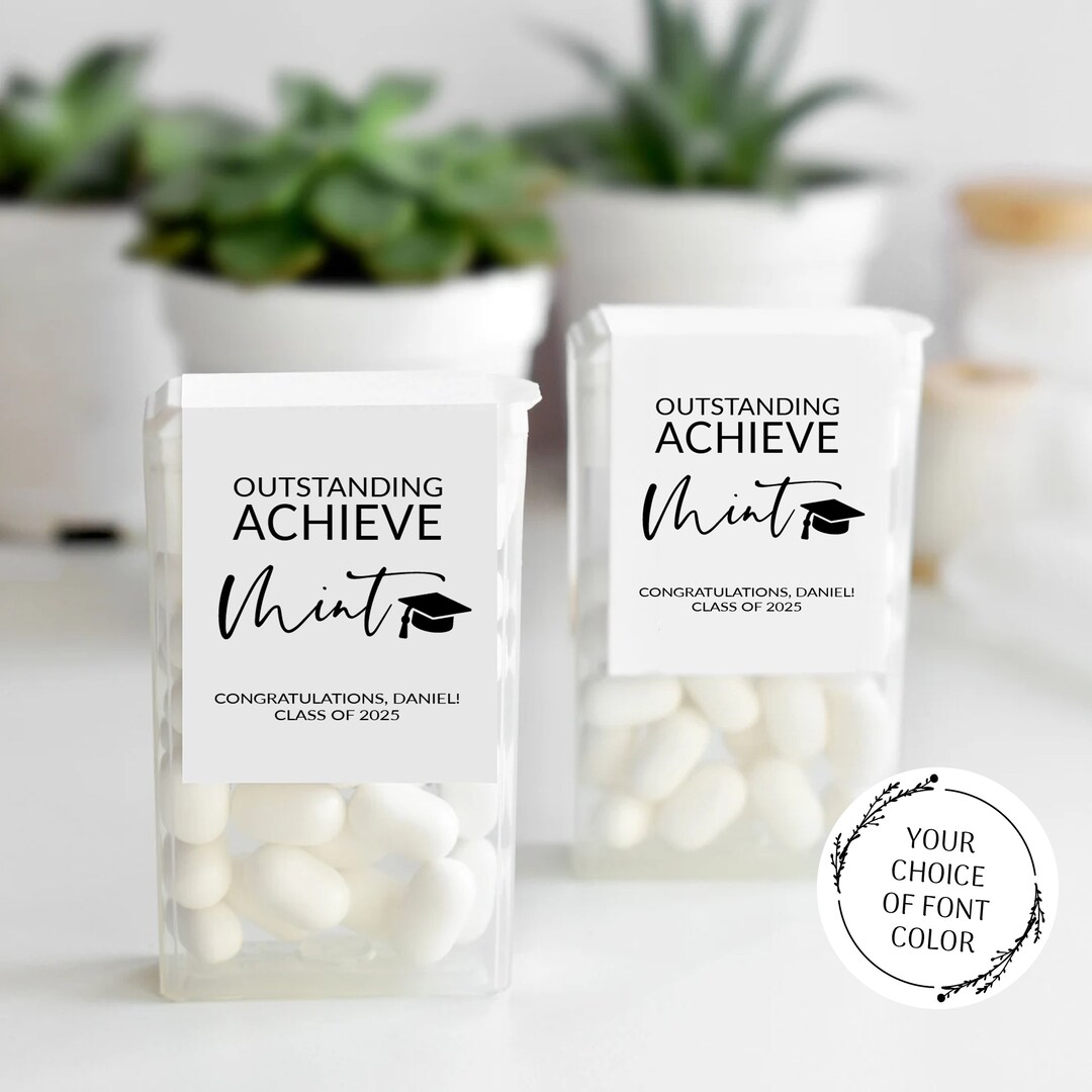 Mint Graduation Party Favors Labels, Achievemint Stickers, Commencement ...