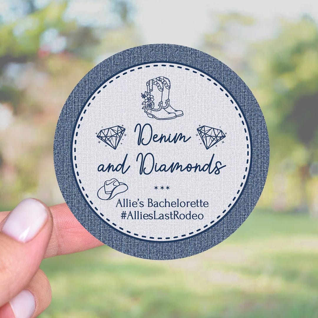 Denim and Diamonds Party Favor Stickers, Denim Bachelorette Party ...