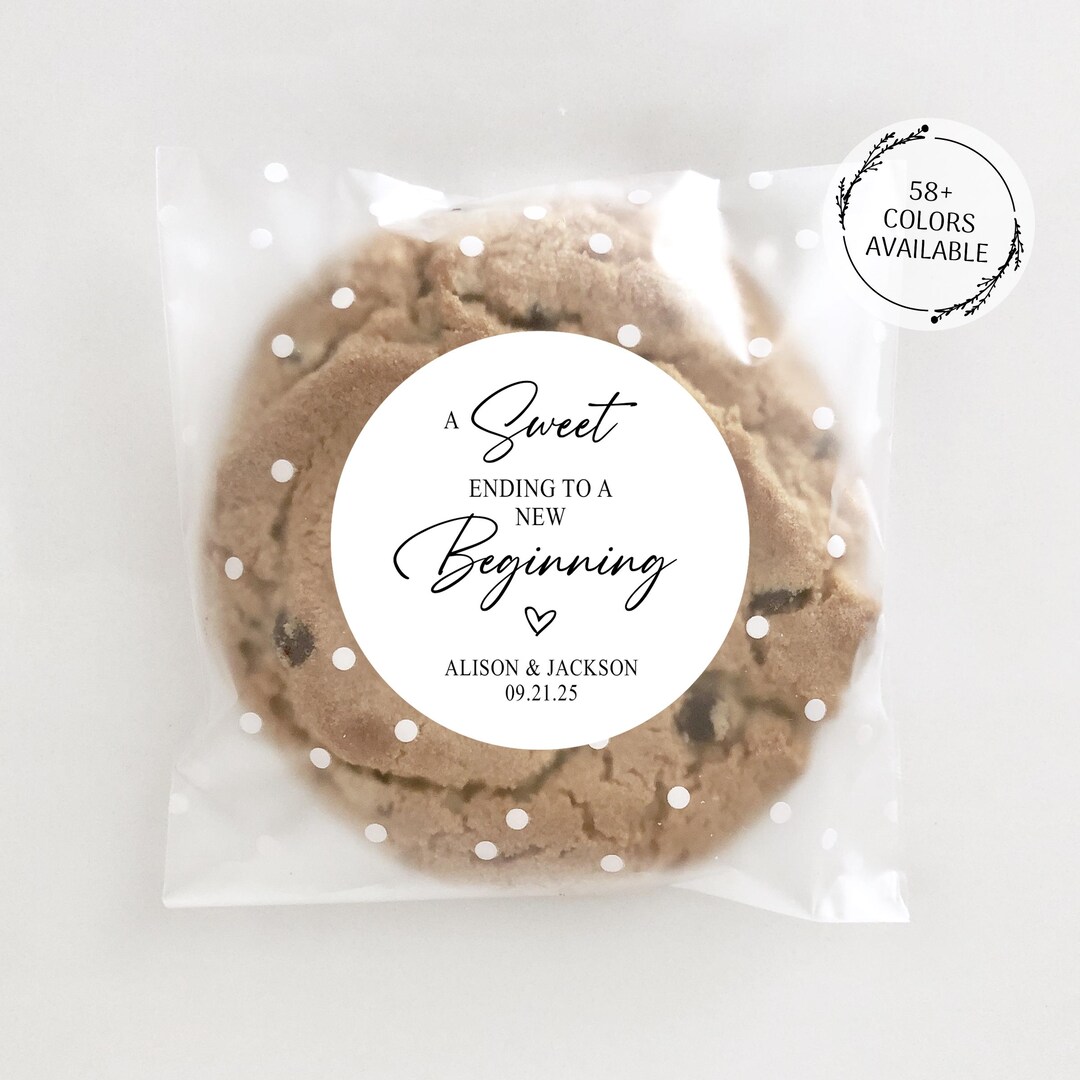 A Sweet Ending to A New Beginning, Cookie Wedding Favors Stickers ...
