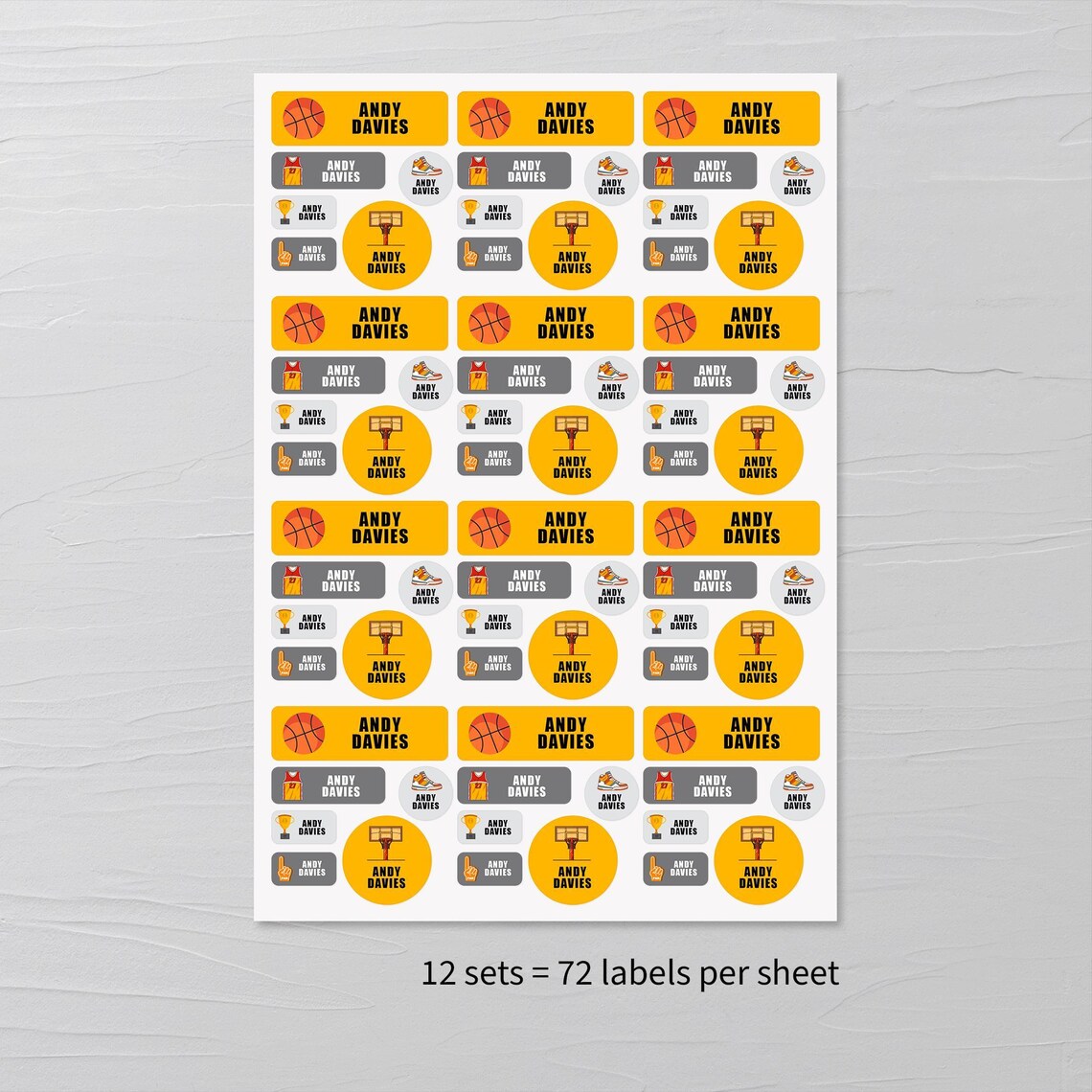 Custom Basketball Name Labels for Kids Waterproof Sports Stickers for ...