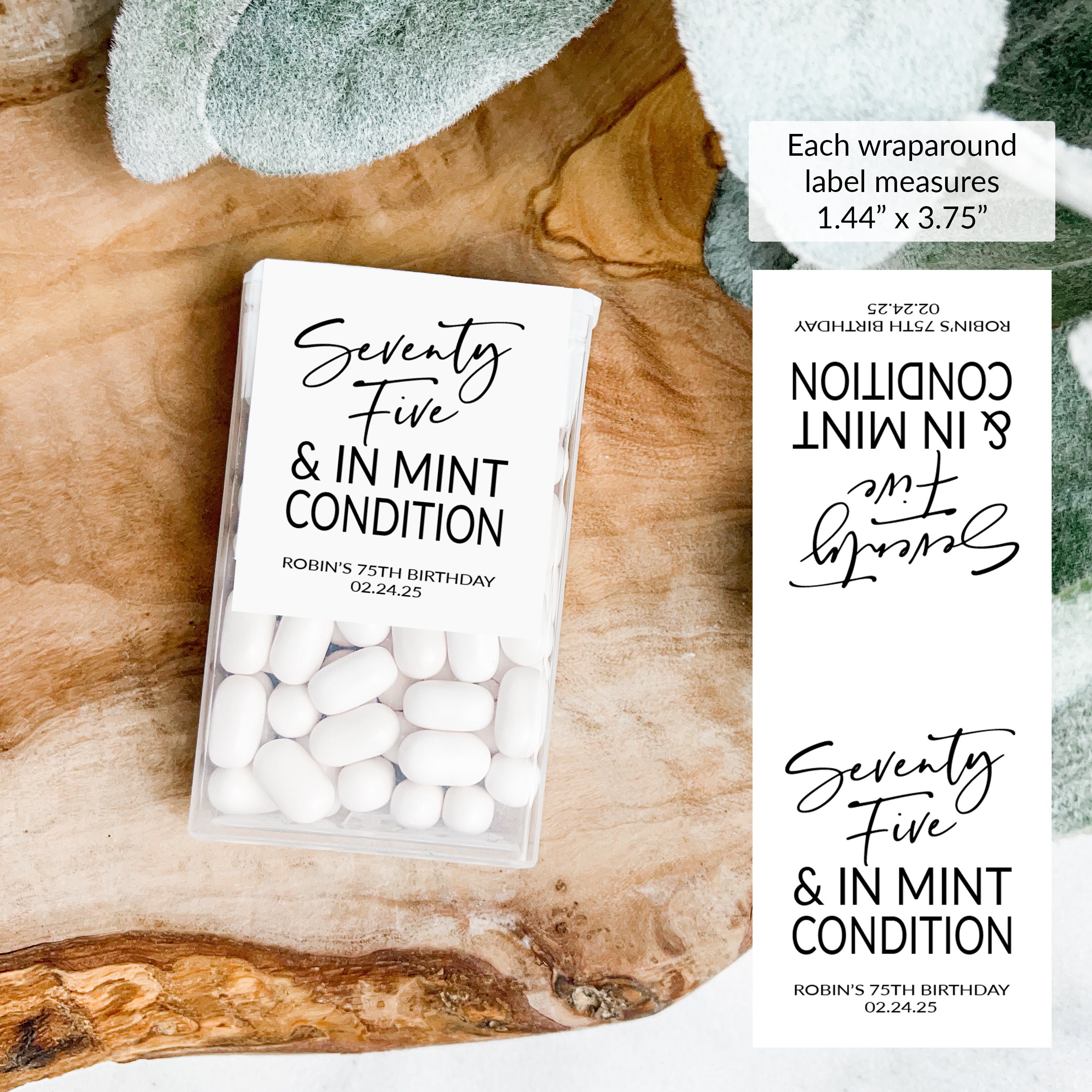 75th Birthday Party Favor Mint Labels, Seventy Five & in Mint Condition ...