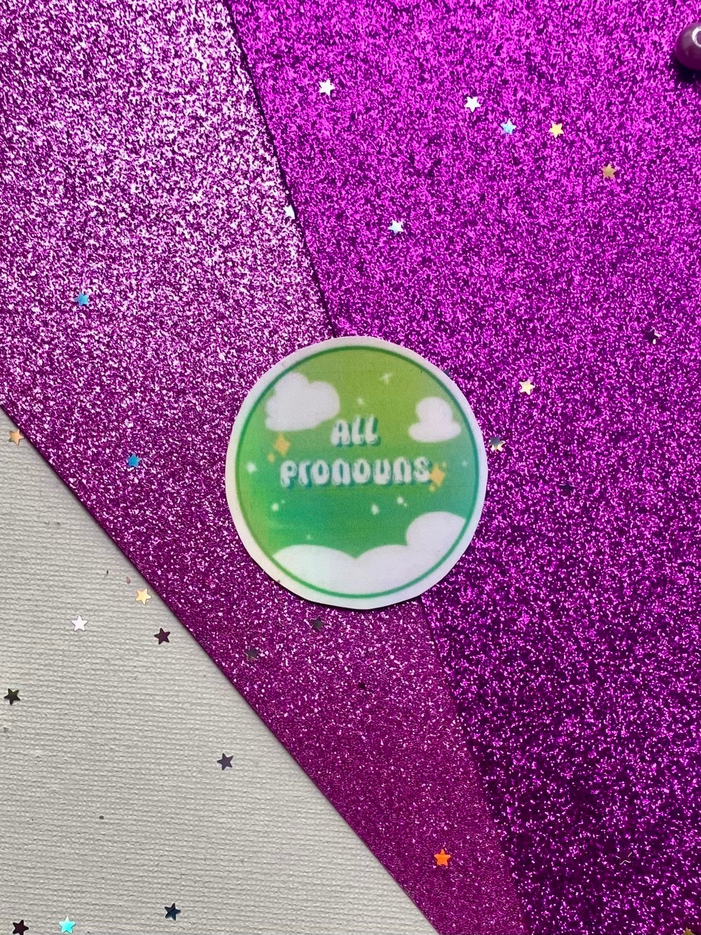 Pastel Pronoun Cute Aesthetic Holographic Circle Stickers She/her, He ...