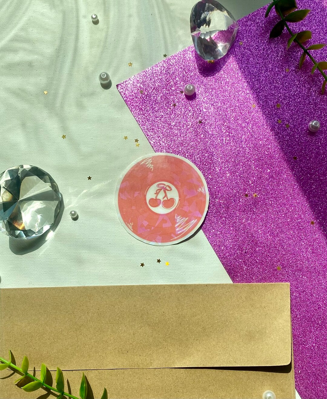 Cherry Vinyl Record Holographic Sticker - Etsy