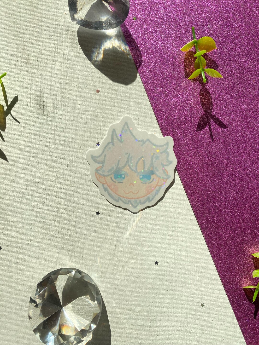 Holographic Big Head Gojo Sticker - Etsy