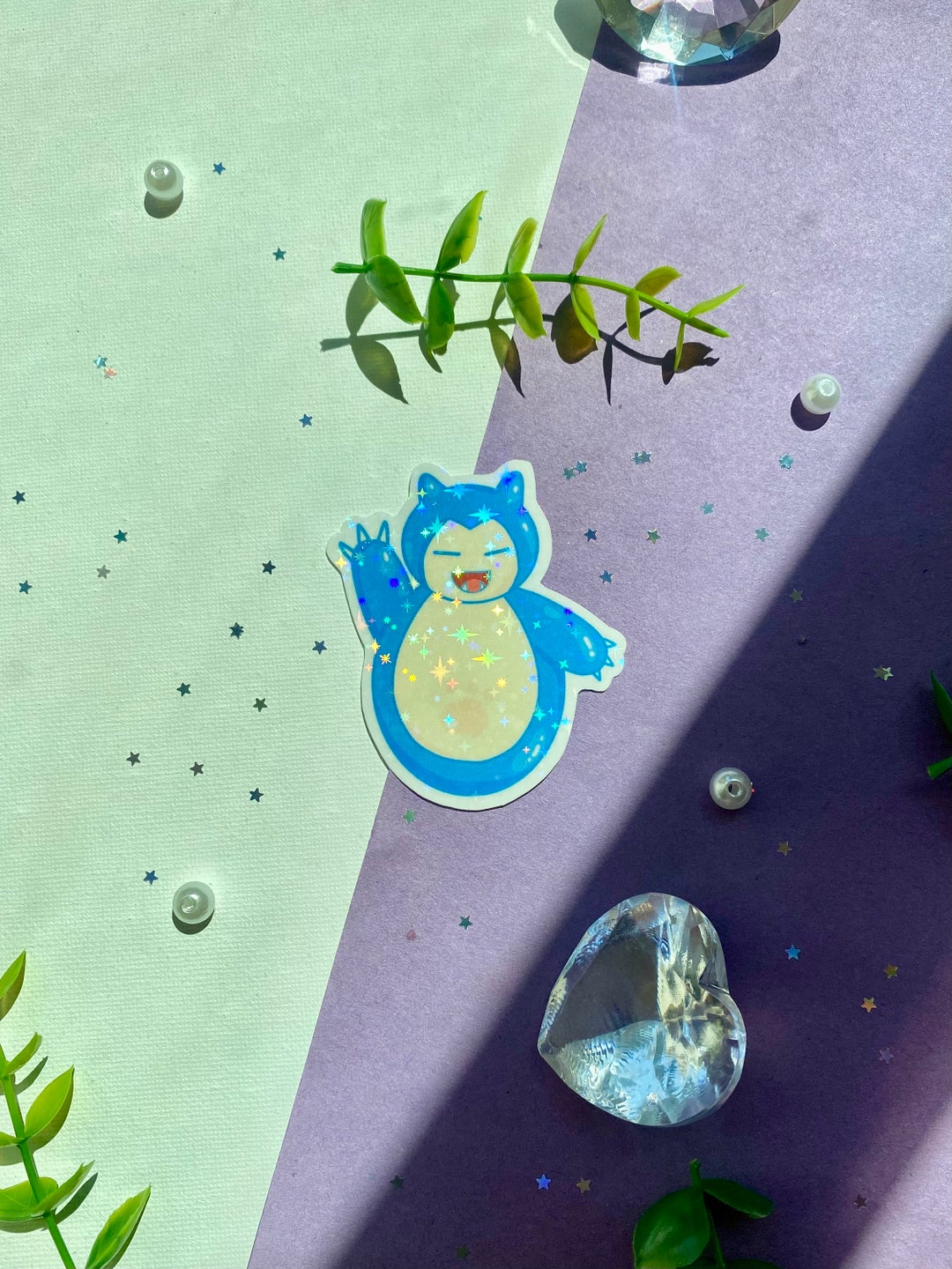 Waving Snorlax Holographic Sticker - Etsy