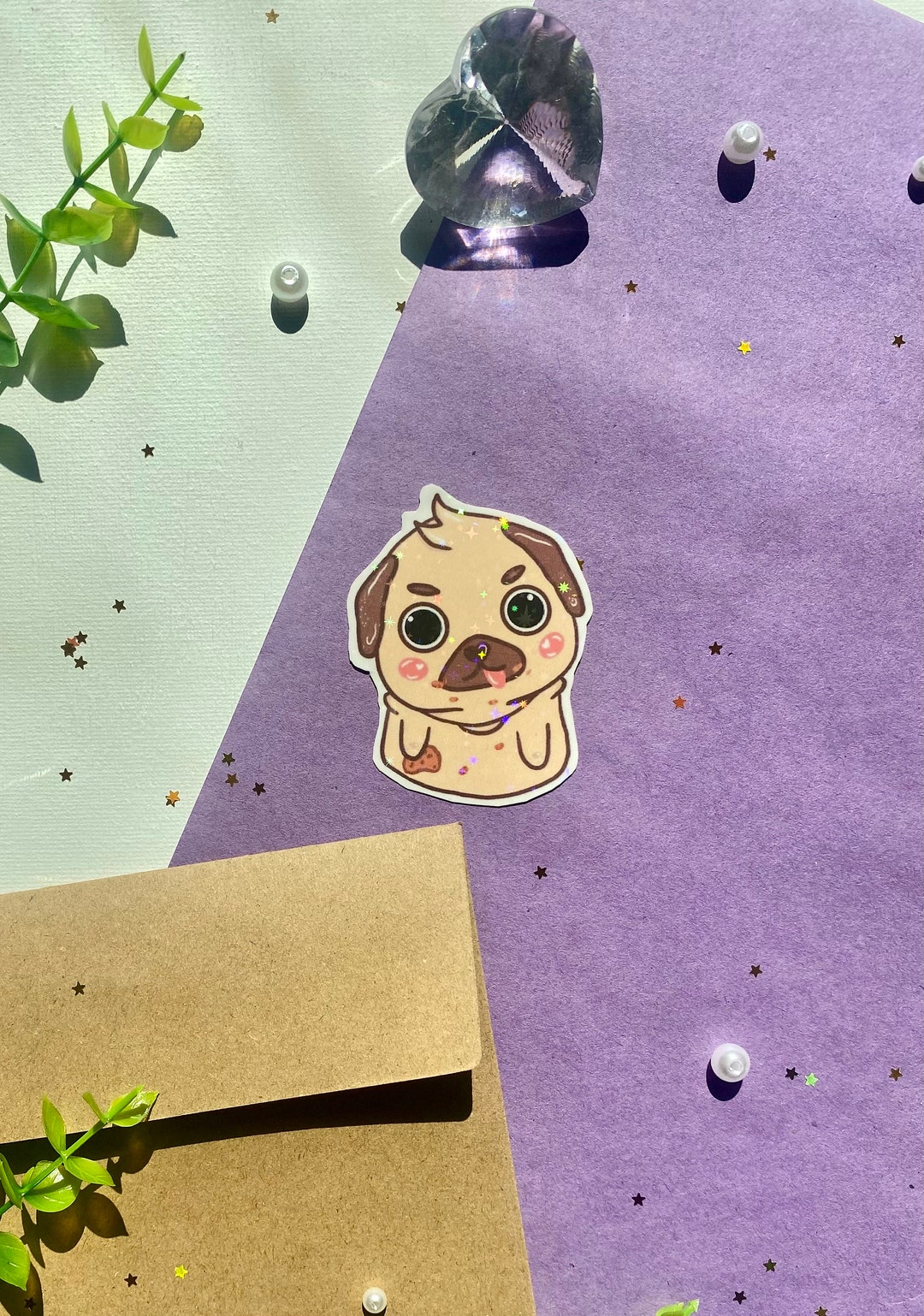 Cute Chubby Cookie Pug Dog Holographic Sticker - Etsy