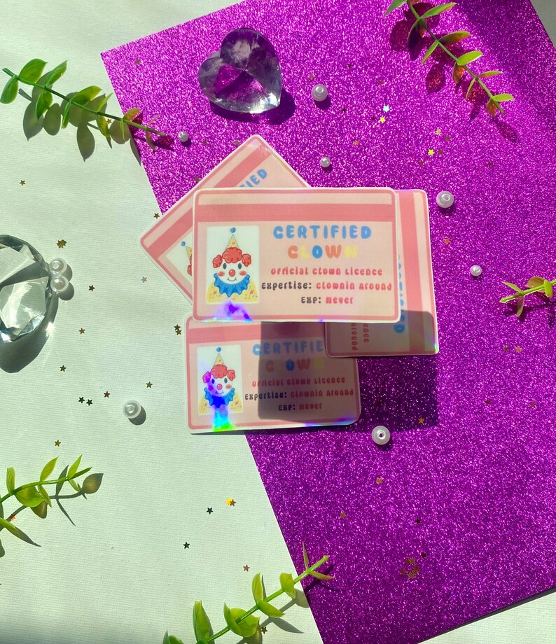 Certified Clown License Holographic Sticker - Etsy