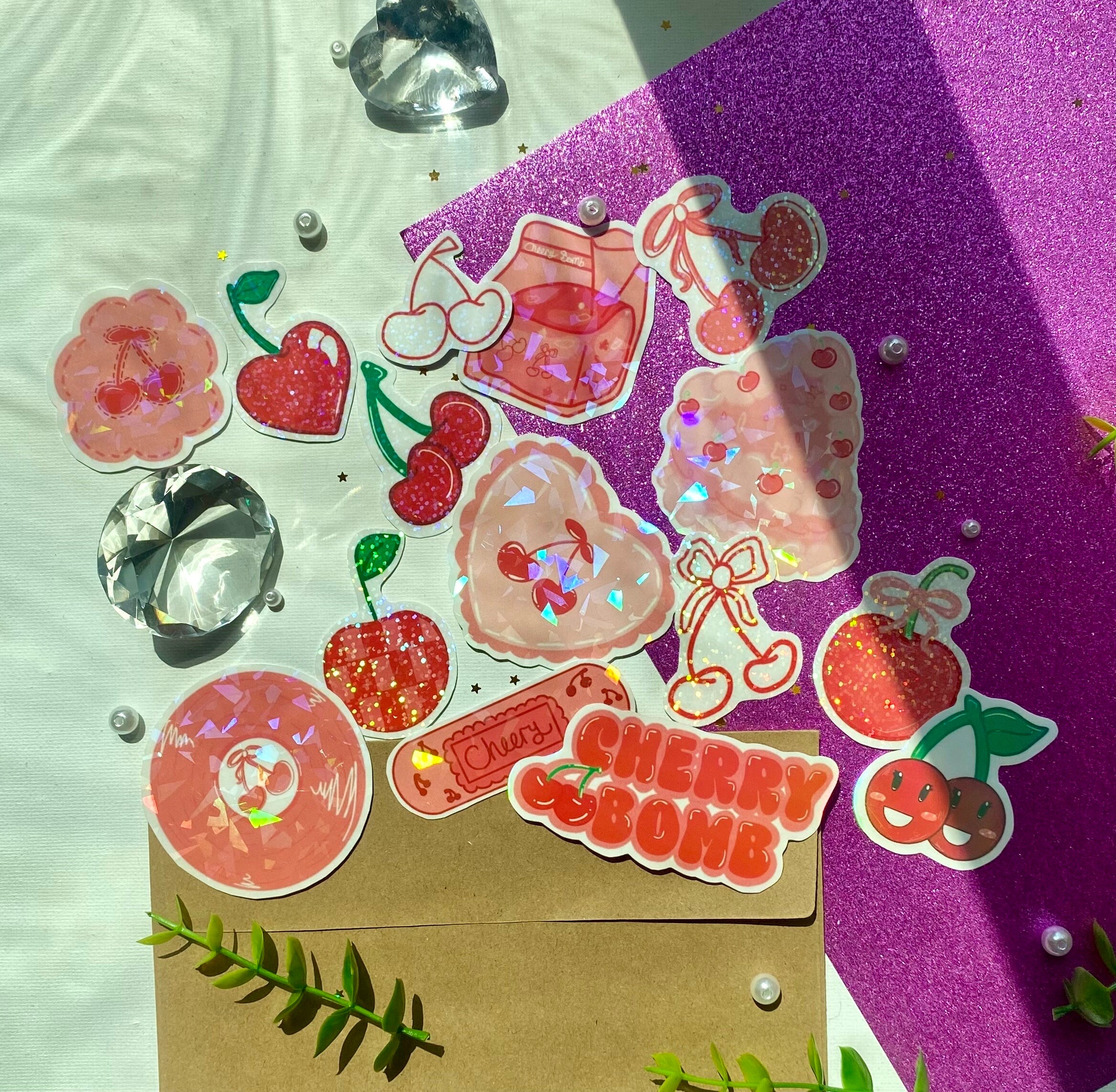 Cherry Holographic Sticker Set 15 Stickers - Etsy