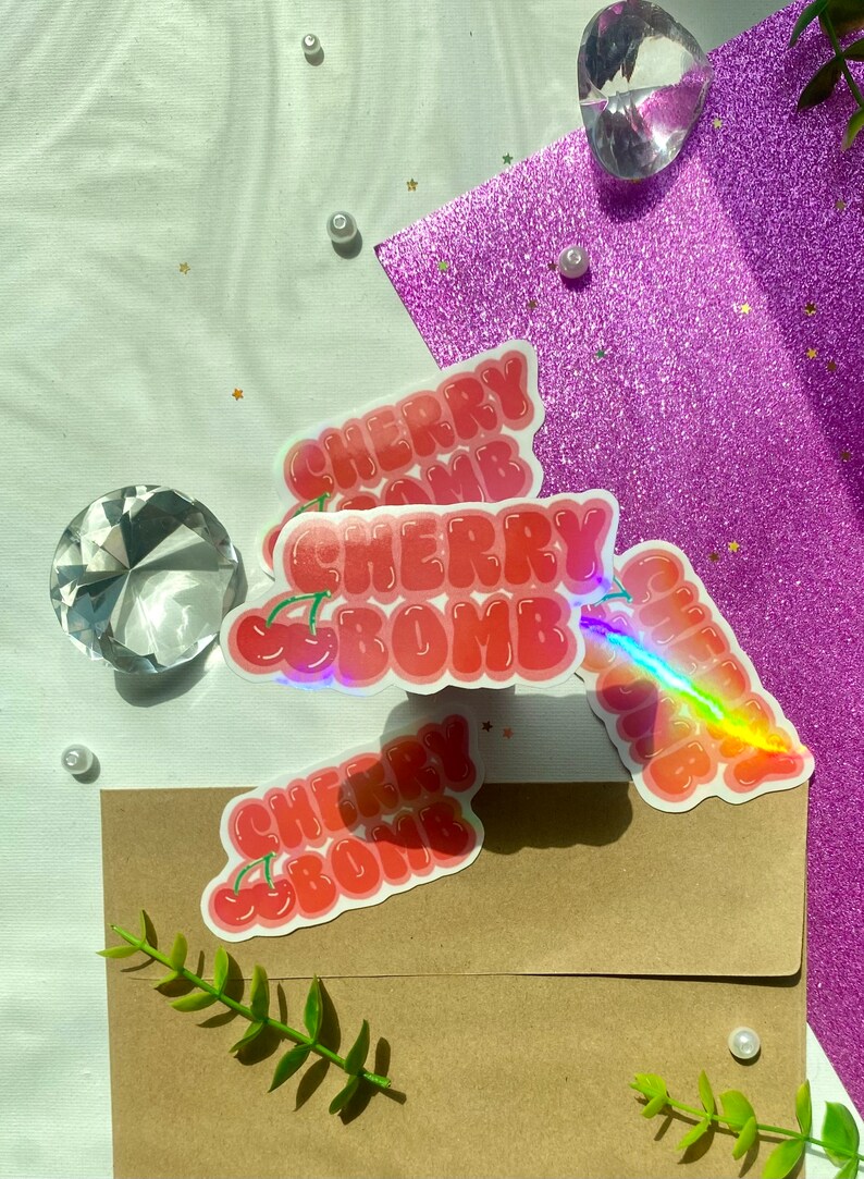 Cherry Bomb Holographic Sticker - Etsy