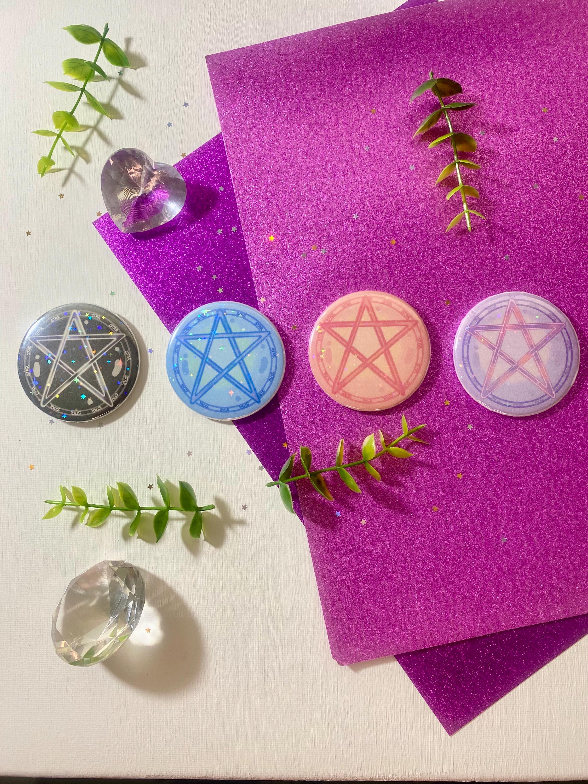 Star Cute Pastel Holographic 2.2 Inch Backpack Button Pin Set - Etsy