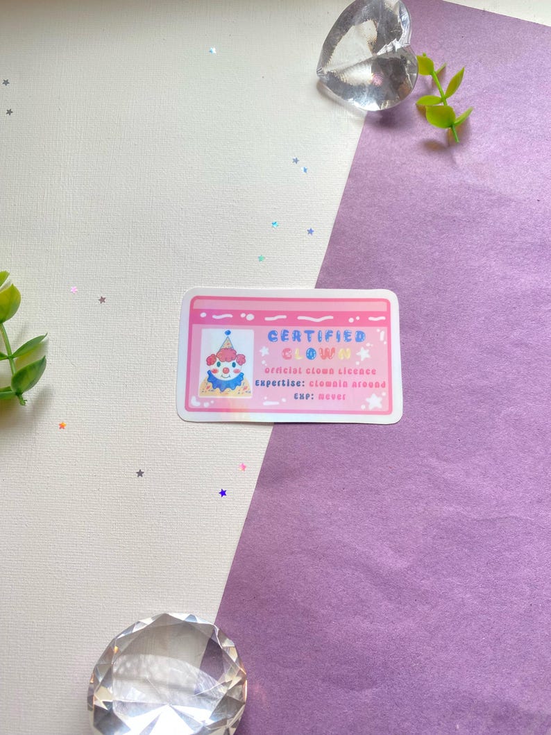 Certified Clown Core Pink Aesthetic License Holographic Waterproof ...