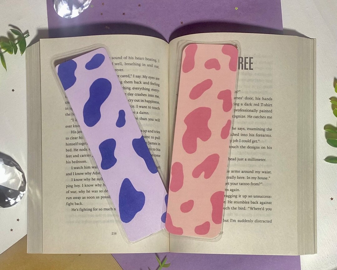 Pink Purple Laminated Cow Print Bookmarks 7x2 Inch - Etsy