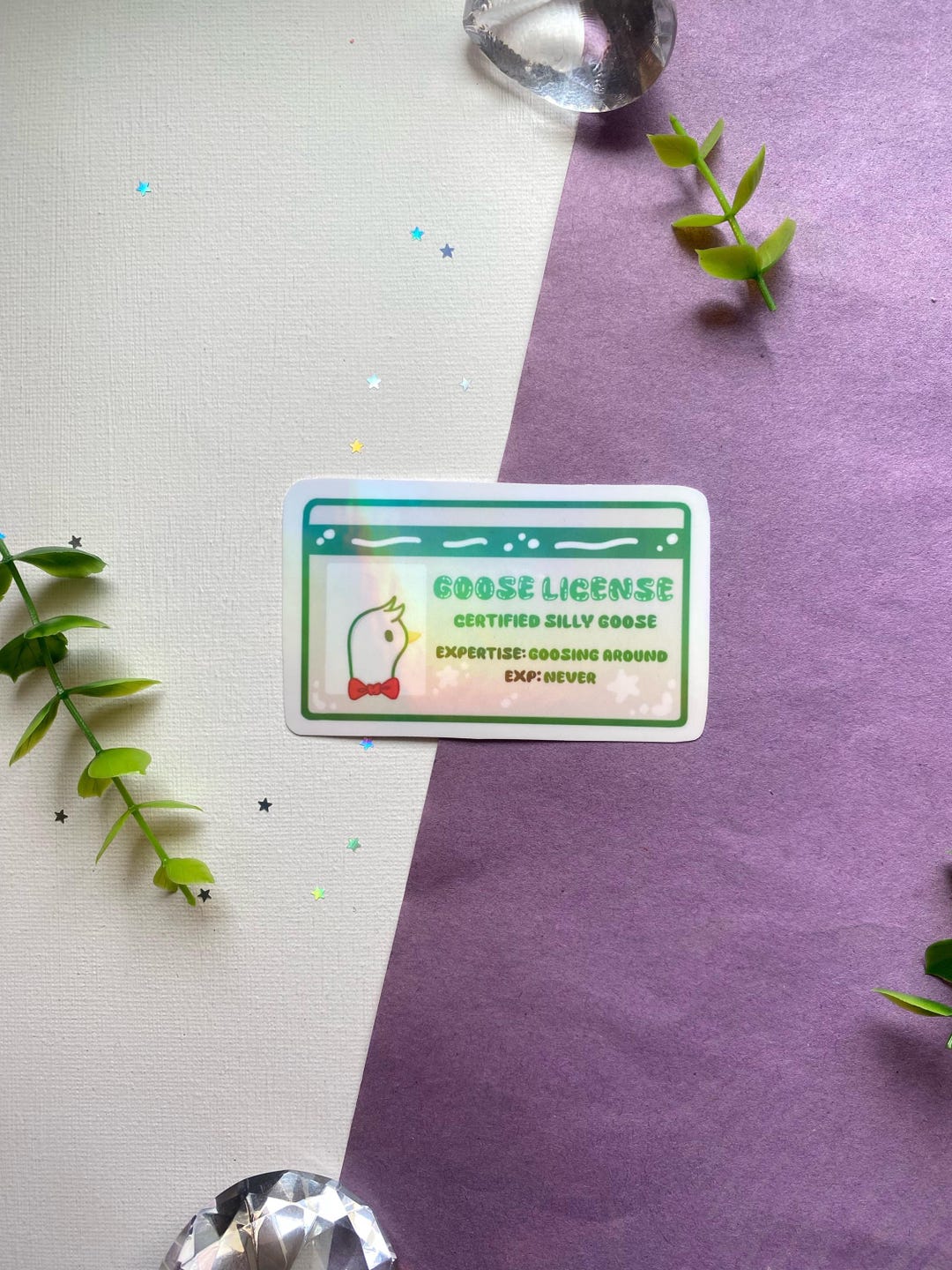Certified Goose Green Aesthetic License Holographic Waterproof Sticker ...