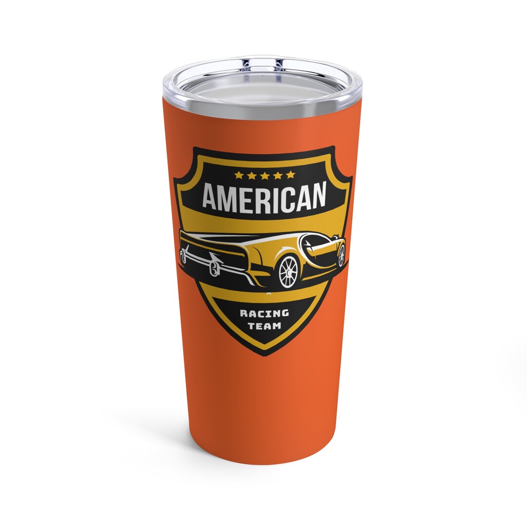 American Racing Sports Car Race Track Custom Orange Tumbler 20oz - Etsy