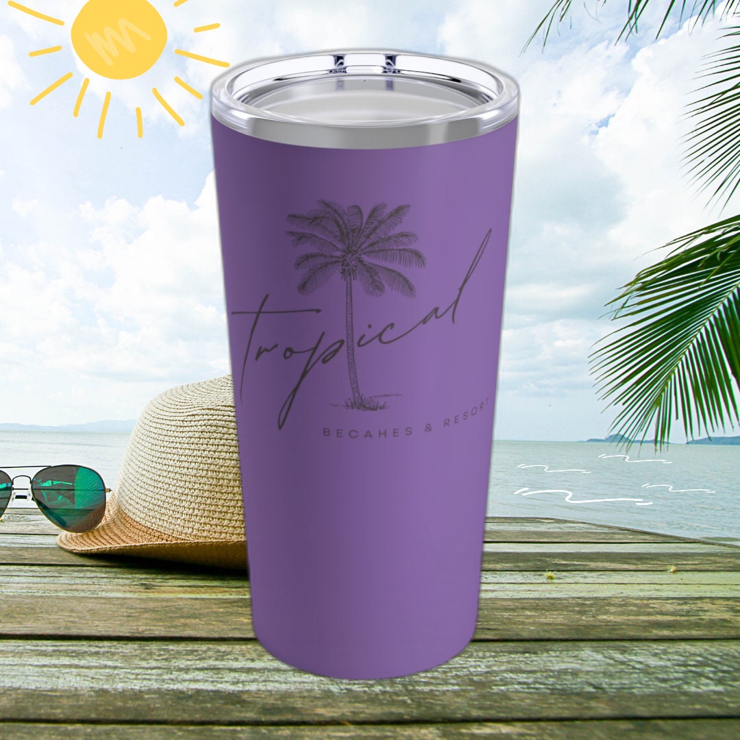 20oz Tropical Palm Tree Beaches Islands Graphic Purple Tumbler - Etsy