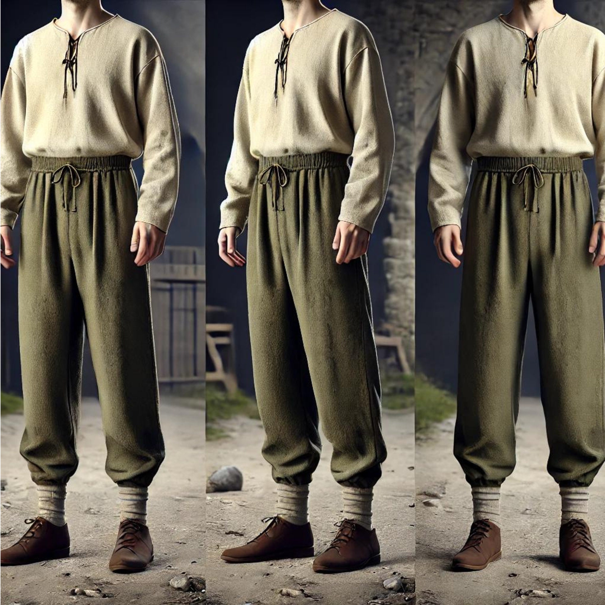 Classic Medieval Men's Costume | Ensemble With Tunic & Trousers Dress ...