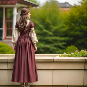 Medieval Maiden Lady's Dress | Renaissance Fair Lace-up Bodice Outfit ...