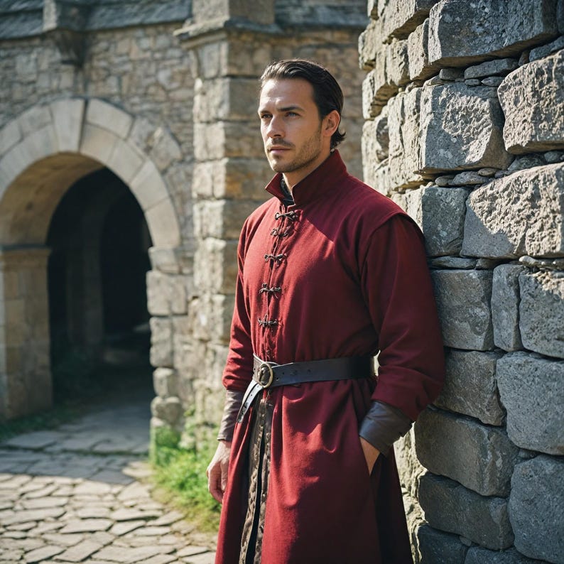 Medieval Red Tunic for Men | Renaissance Warrior Costume | Historical ...