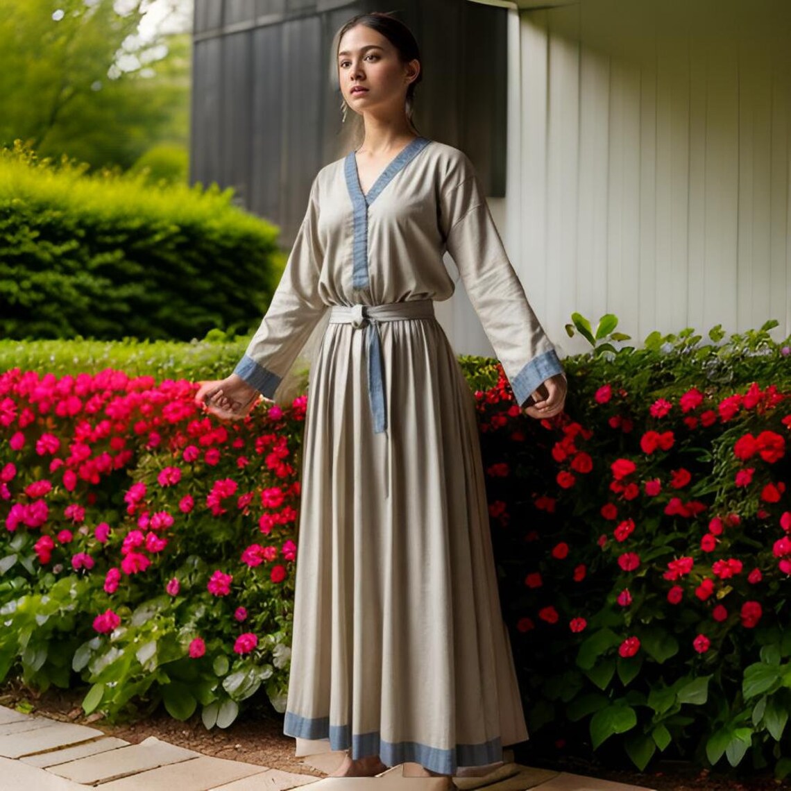 Viking-inspired Women's Dress Long Sleeve Medieval Gown Historical ...