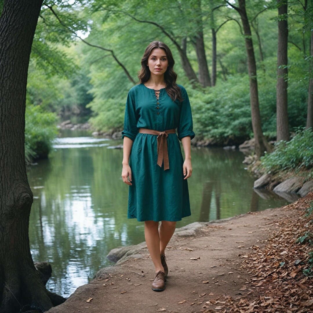 Medieval Green Tunic Dress | Rustic Peasant-inspired Gown | Vintage ...
