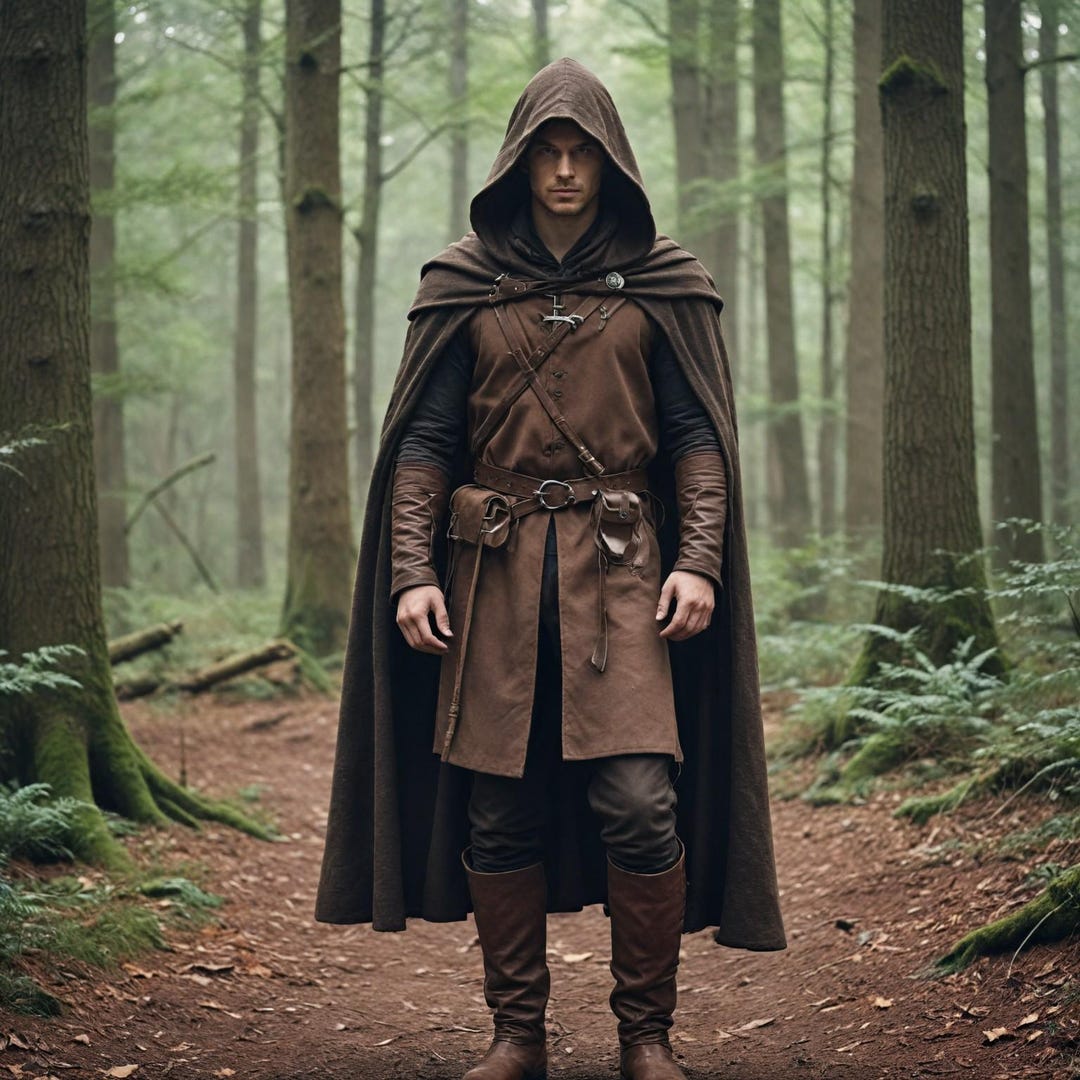 Brown Medieval Ranger Cloak | Hooded Warrior Assassin Tunic | Viking-inspired Forest Cosplay ...