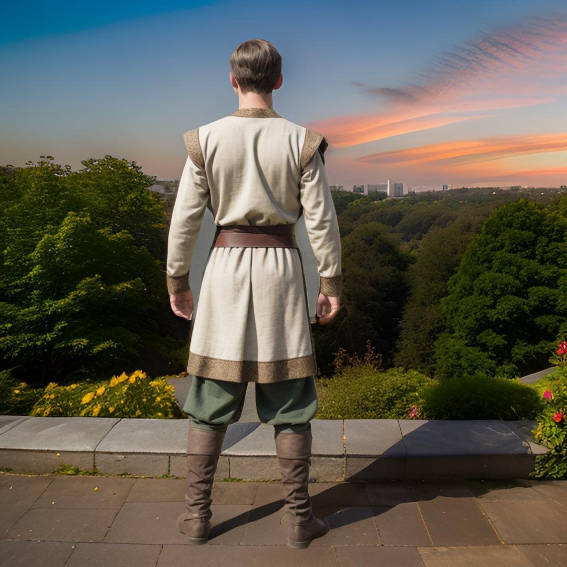 Noble Medieval Warrior Costume for Men | Viking Cream Historical Tunic ...