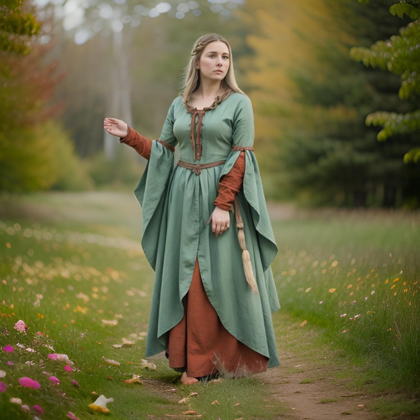 Viking Women's Layered Design Dress | Renaissance Fair Cosplay Costume ...