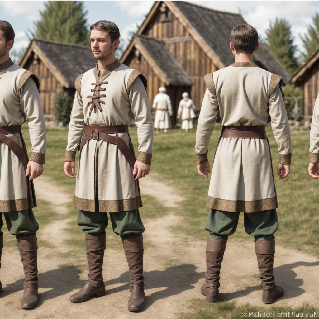 Noble Medieval Warrior Costume for Men | Viking Cream Historical Tunic ...