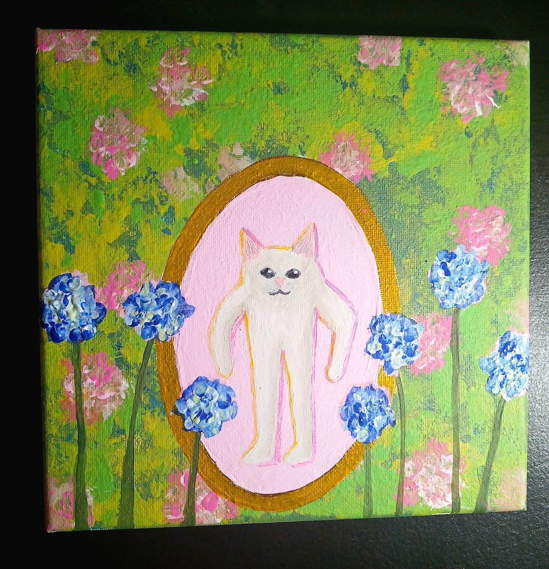 Original Acrylic Meme Cat Painting strong Arm Cat - Etsy