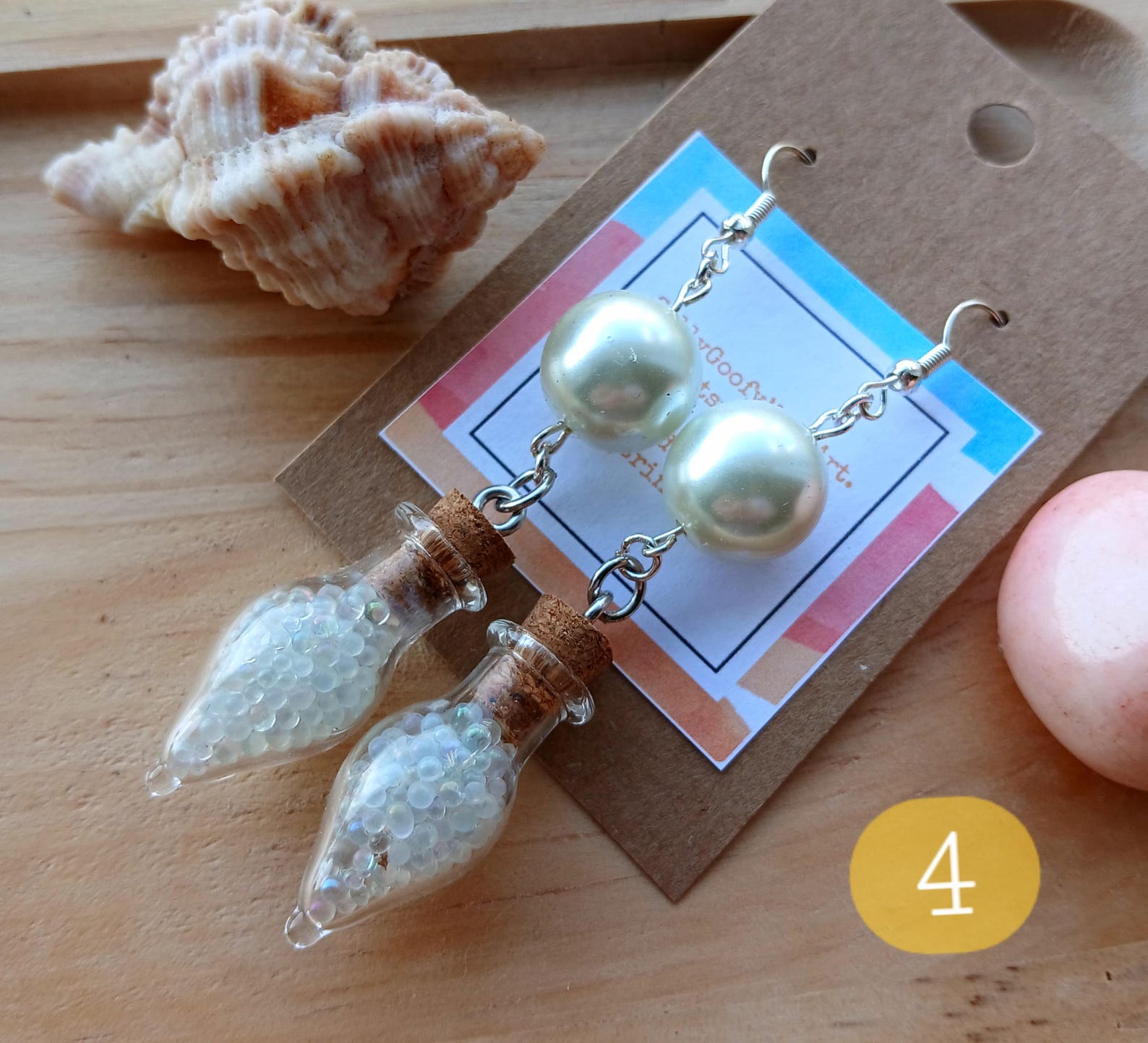 Mini Glass Jar Earrings - Mushroom, Moss, Seashell, Pearl, Fruit ...