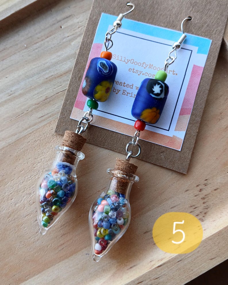 Mini Glass Jar Earrings - Mushroom, Moss, Seashell, Pearl, Fruit ...