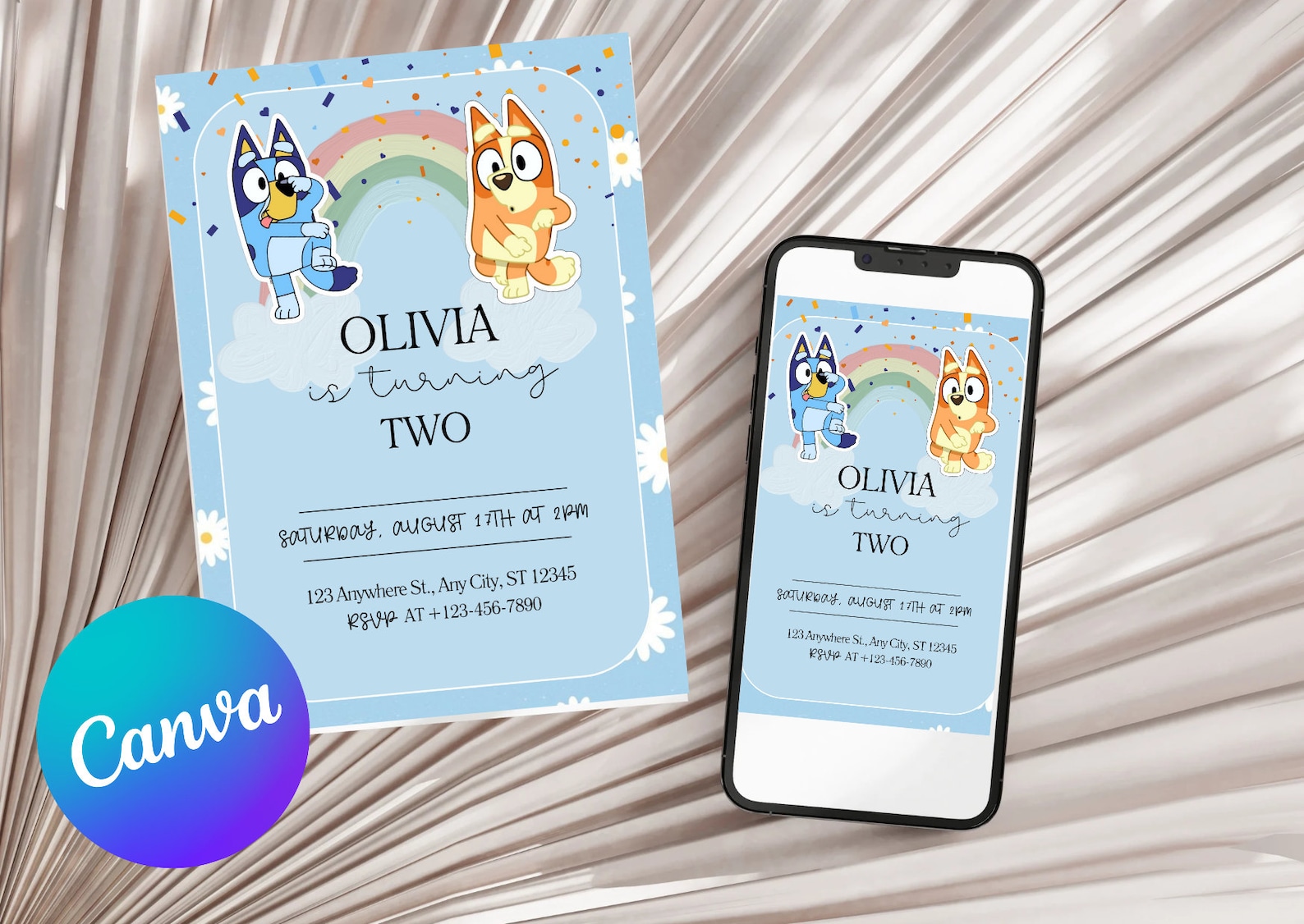 Bluey Theme Birthday Invitation Cute Digital Download Printable Kids ...