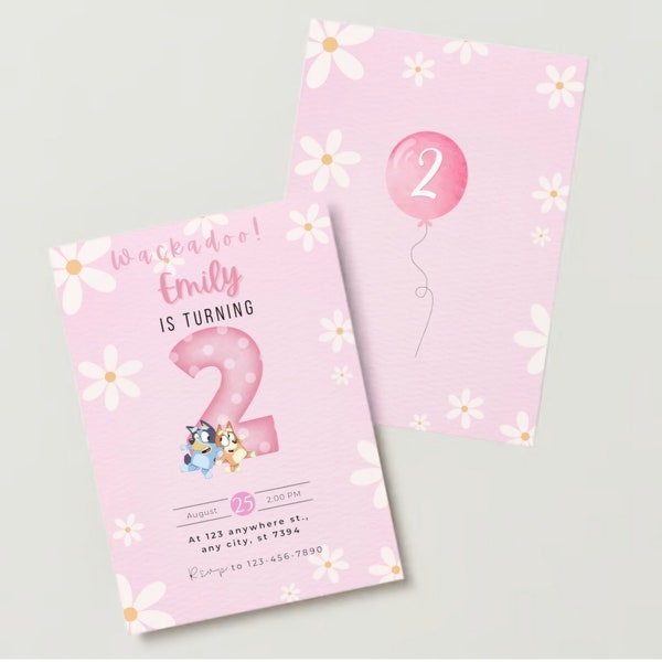 Wackadoo Im 2 Bluey Invitation - Etsy
