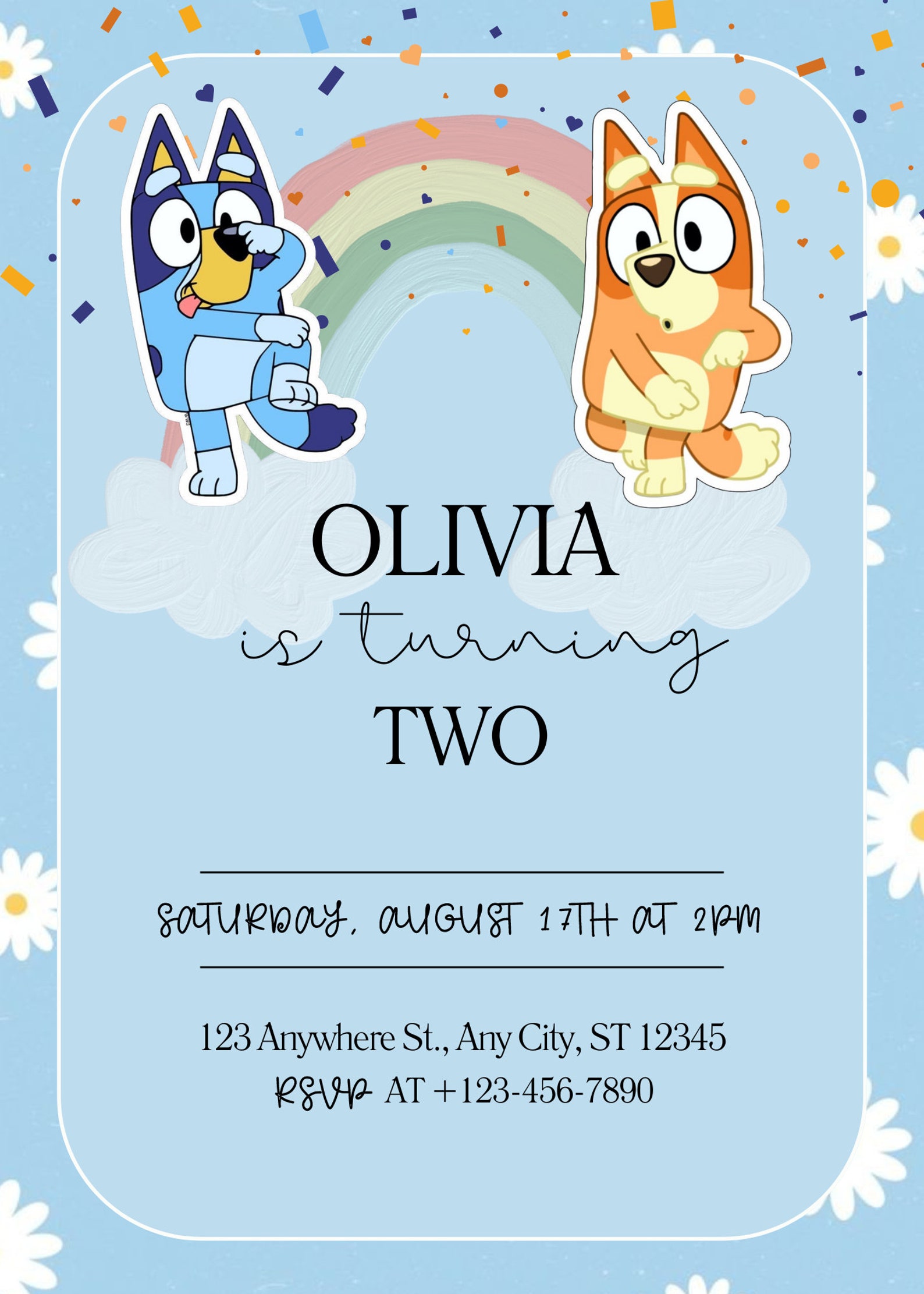 Bluey Theme Birthday Invitation Cute Digital Download Printable Kids ...