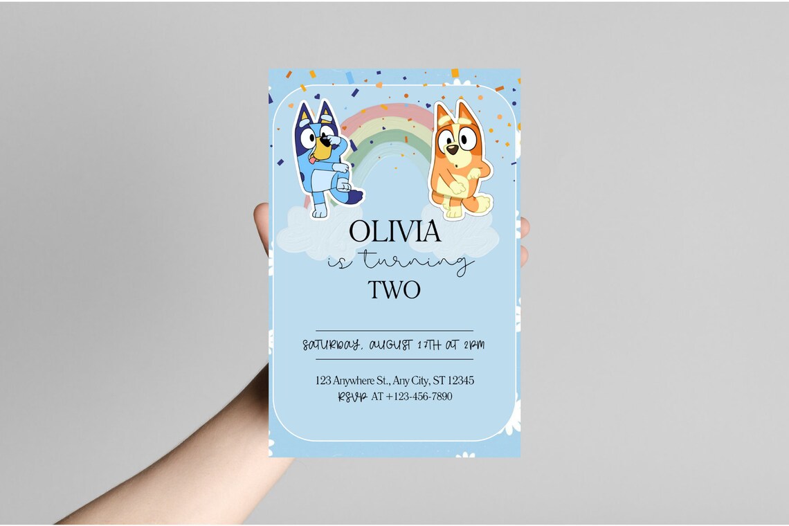 Bluey Theme Birthday Invitation Cute Digital Download Printable Kids ...
