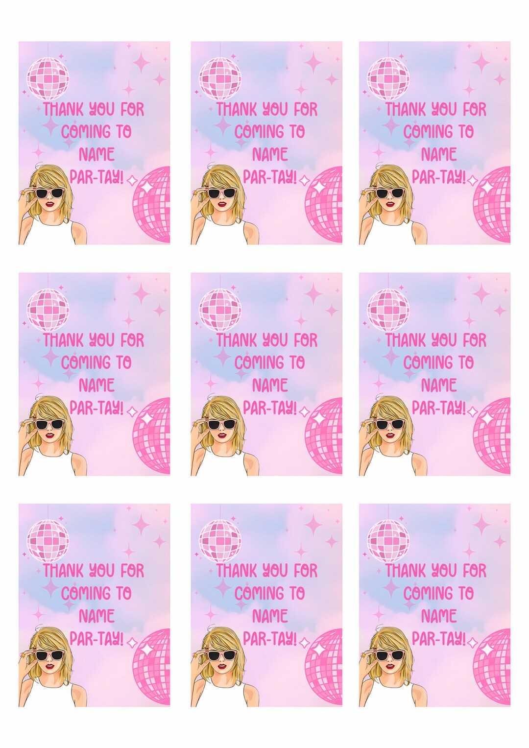 Personalized TS Thank You Tags Template Instant Download Birthday Party ...