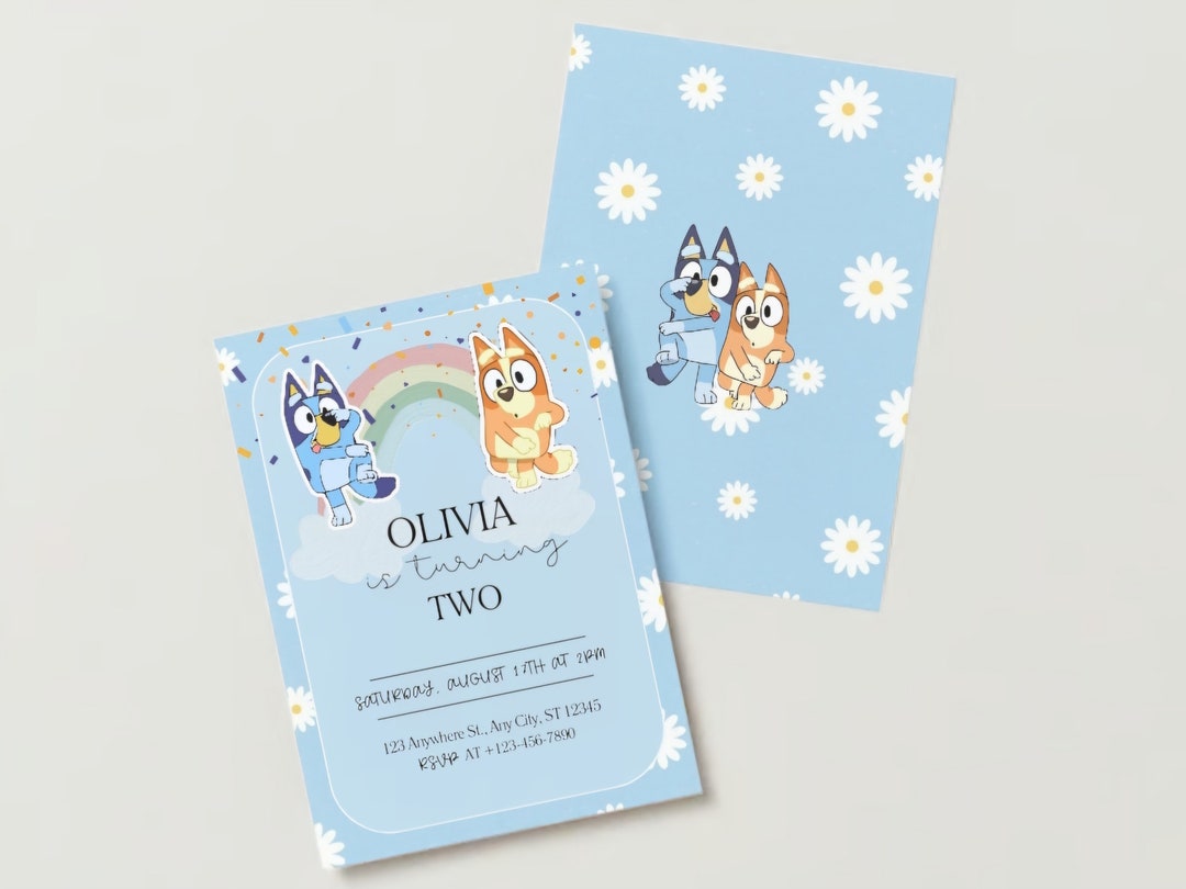 Bluey Theme Birthday Invitation Cute Digital Download Printable Kids ...