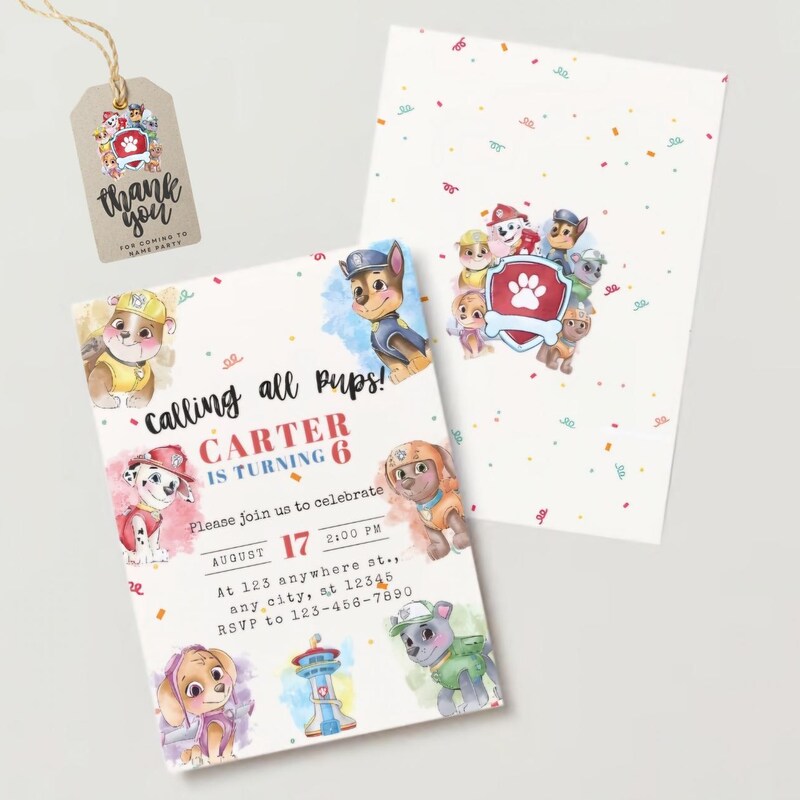 Paw Patrol Invitation - Etsy