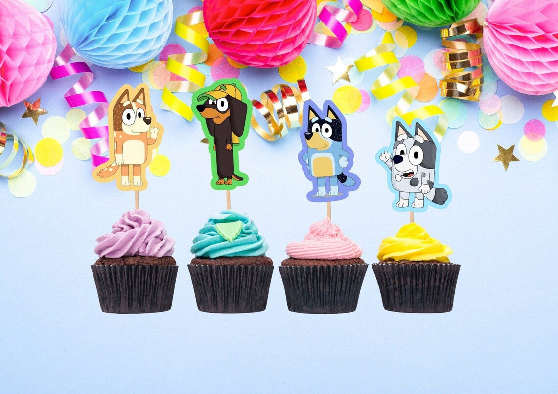 DIY Bluey Digital Cupcake Toppers Instant Download and Easy Assembly ...
