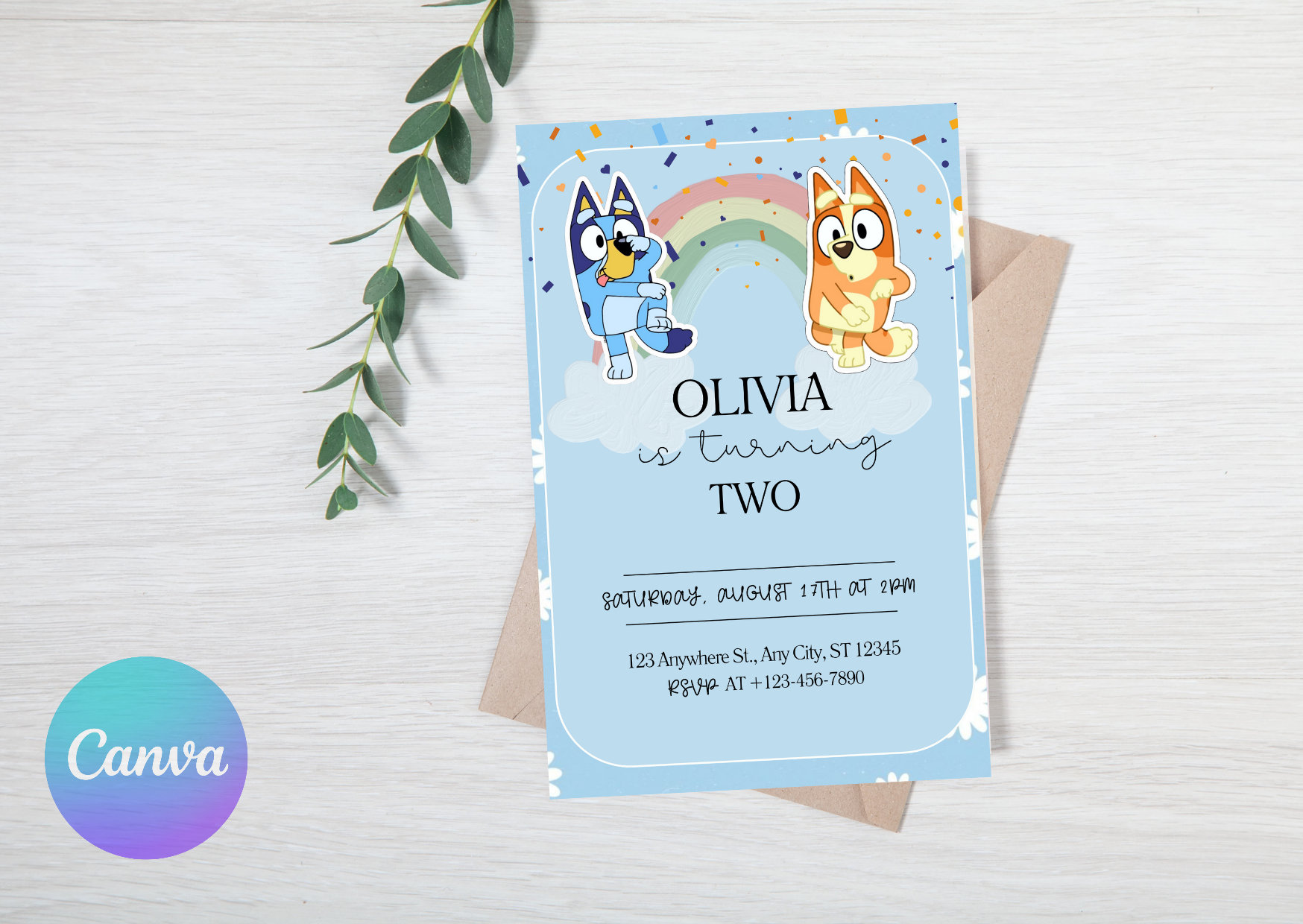 Bluey Theme Birthday Invitation Cute Digital Download Printable Kids ...