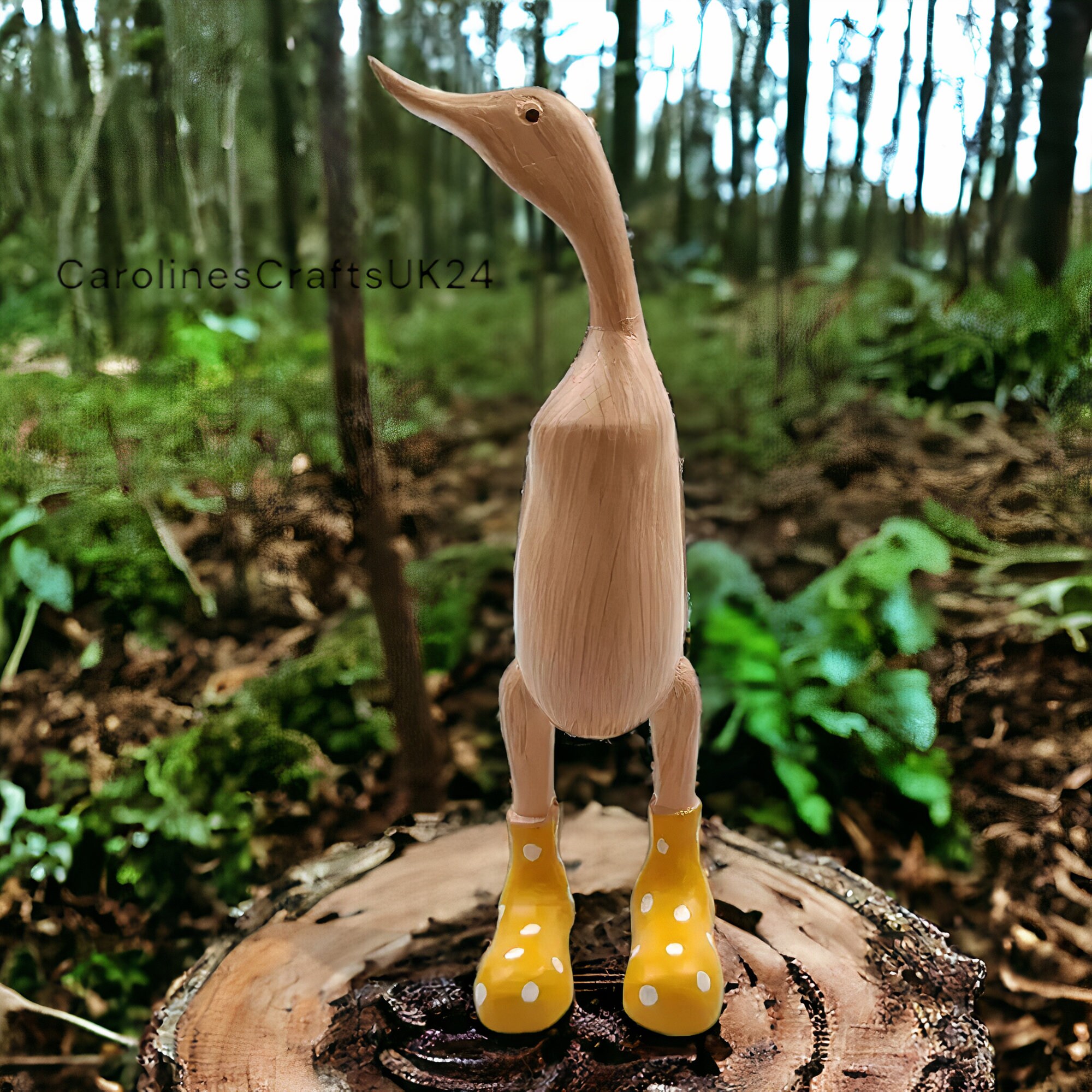 Wooden Resin Duck Statue Garden Sculpture Handcrafted Duck Ornament ...