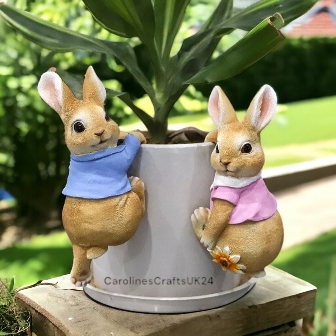 Hanging Plant Pot Rabbit Ornament Adorable Bunny Sculpture Hanging ...