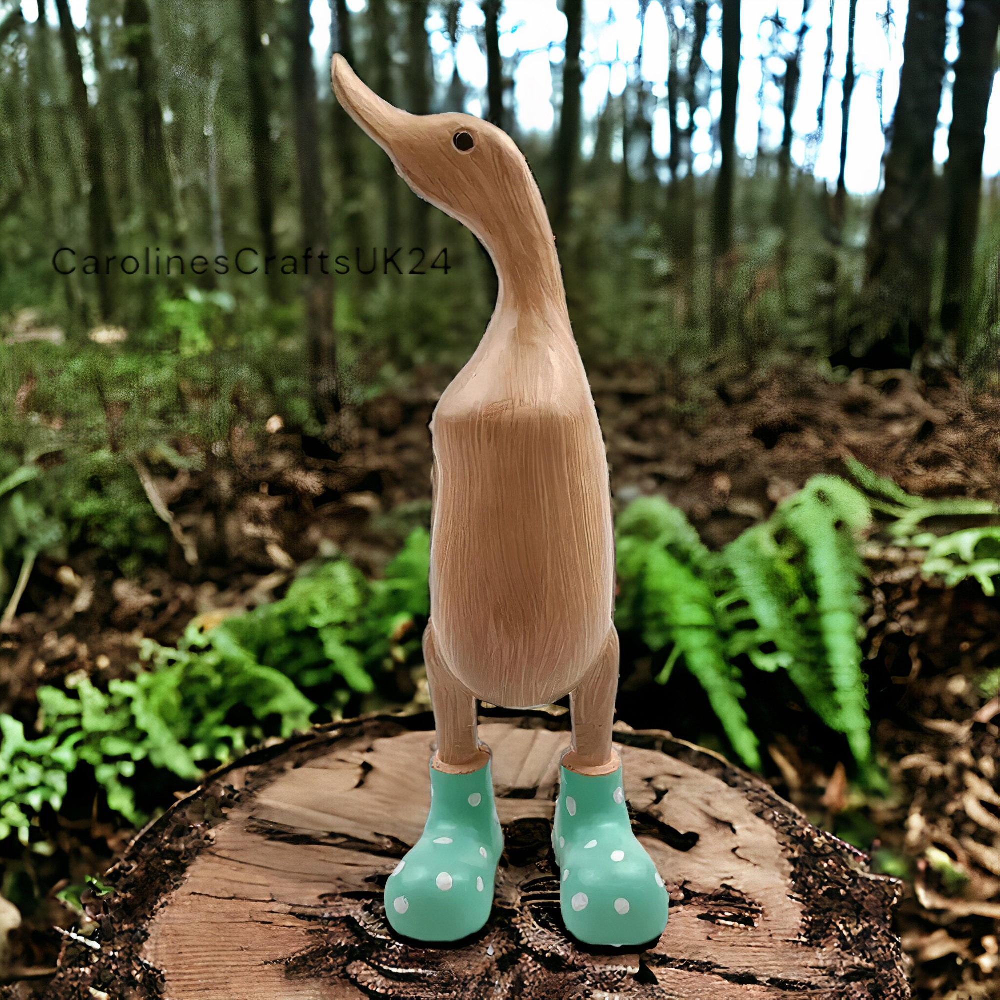 Wooden Resin Duck Statue Garden Sculpture Handcrafted Duck Ornament ...