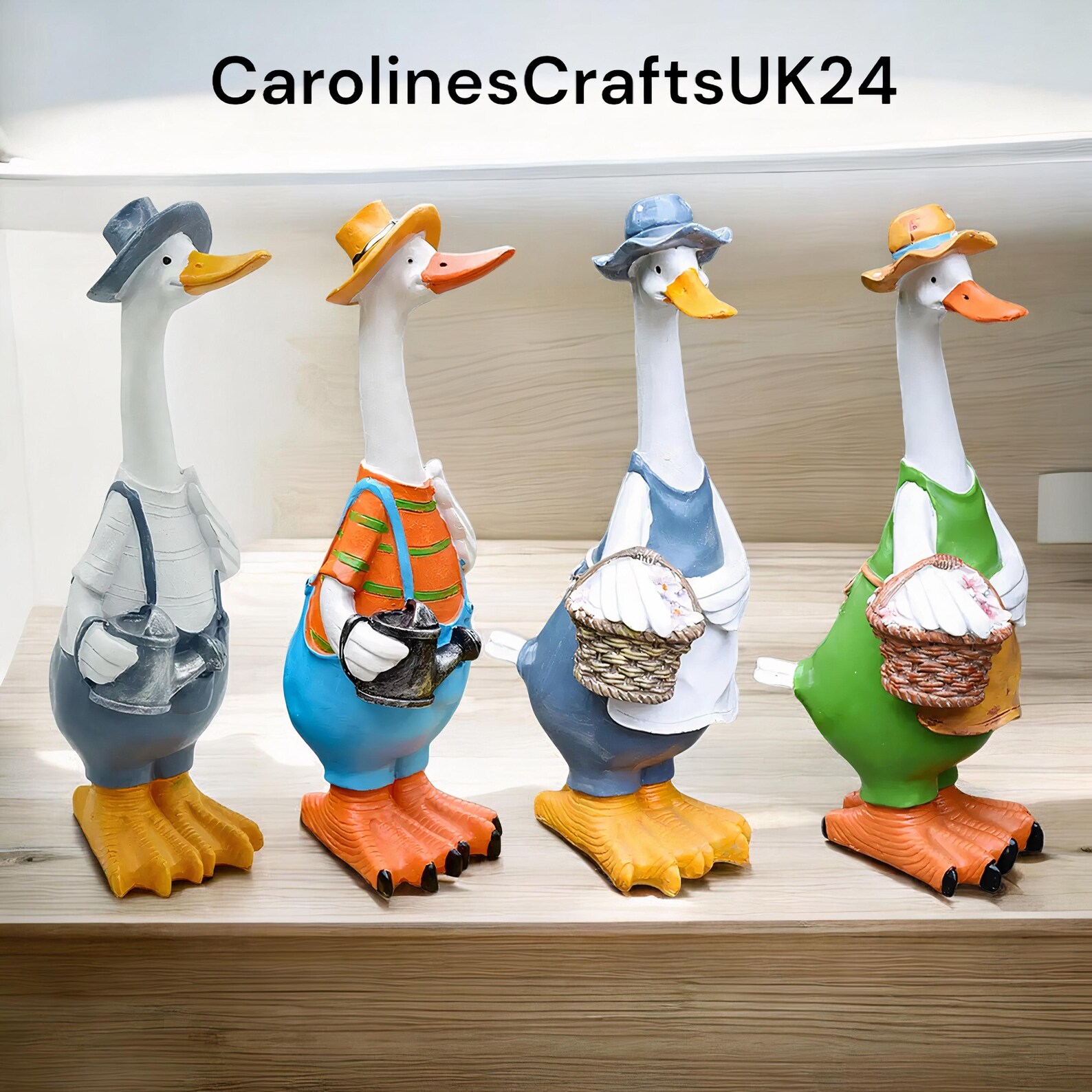 Resin Duck Statue Garden Sculpture Handcrafted Duck Ornament Colourful ...