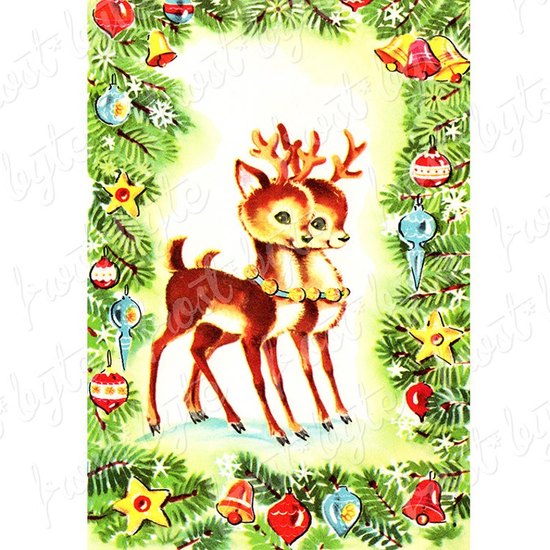 Vintage Reindeer Christmas Image Instant Digital Download - Etsy
