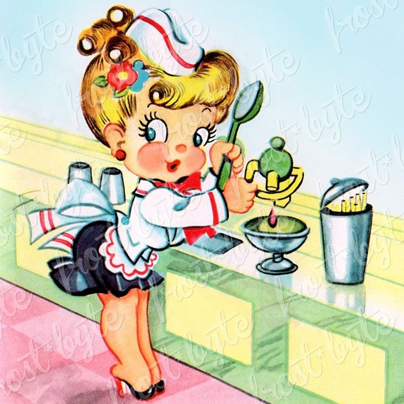 50s Diner Girl Image Digital Download Vintage Pic for Crafting ...
