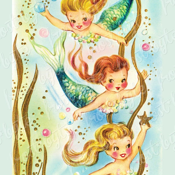 Three Pretty Mermaids Under the Sea Instant downloadable | Etsy