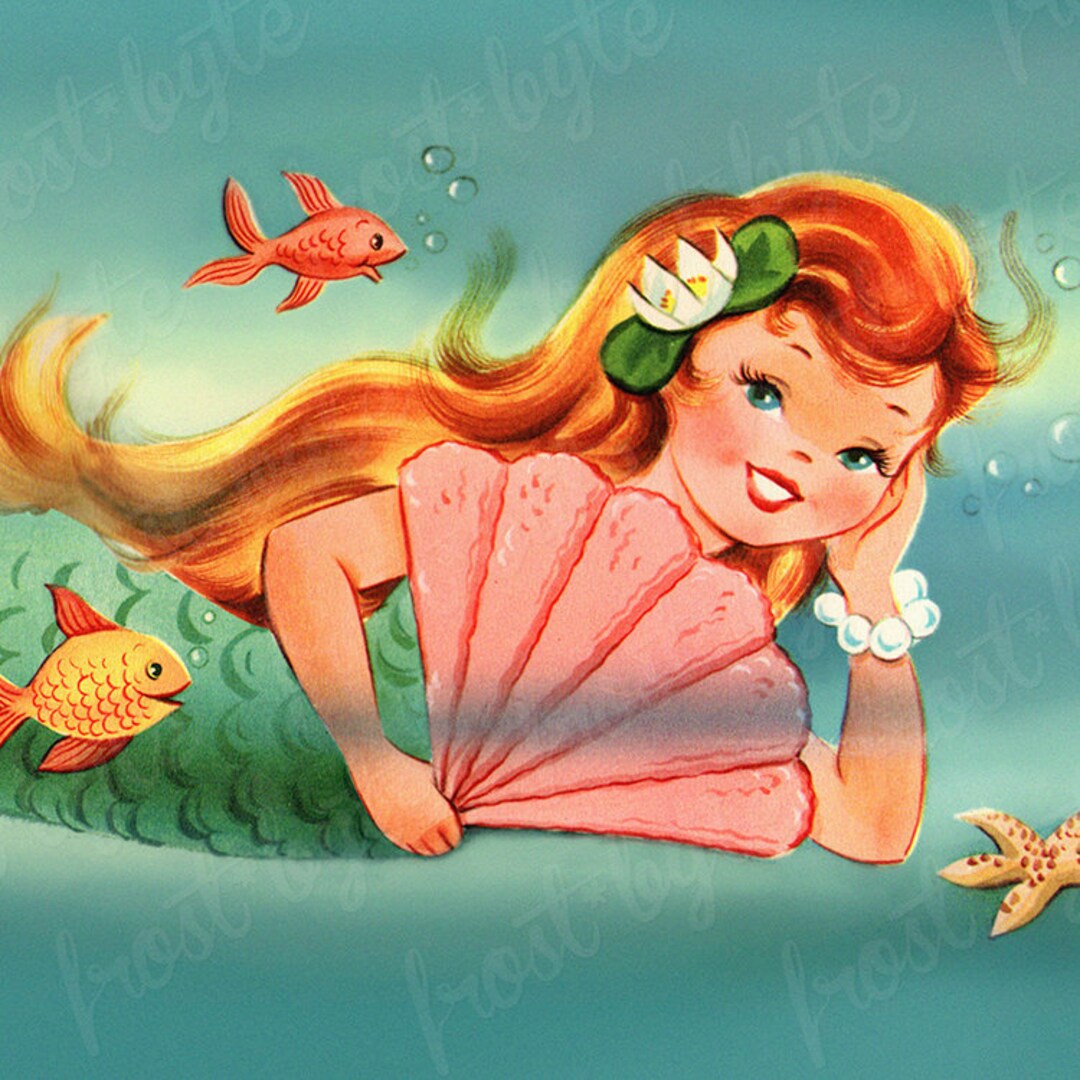 Beautiful Mermaid With Shell Fan Vintage Image - Digital Picture for ...