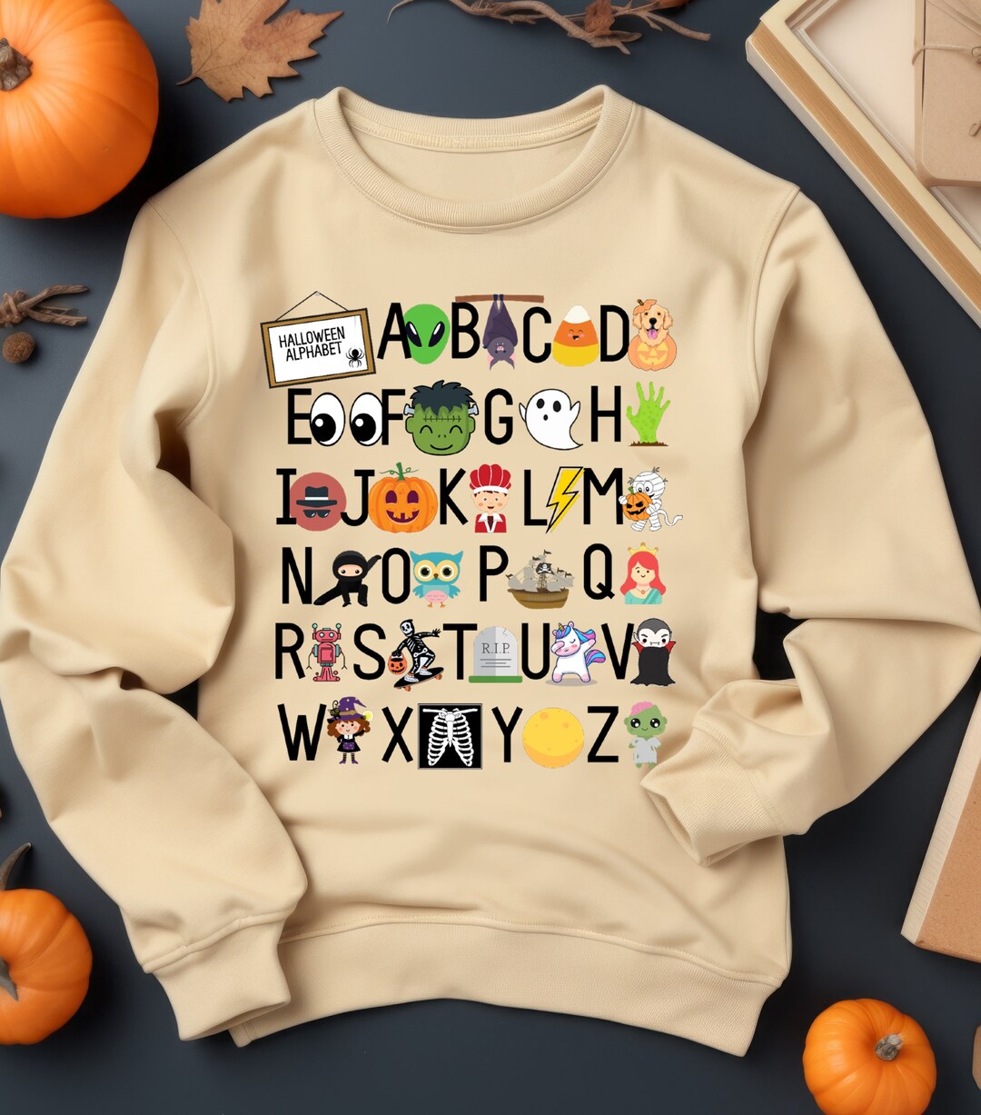 Scary Teacher Alphabet Sweatshirt, Halloween Teacher Sweat, Spooky ...